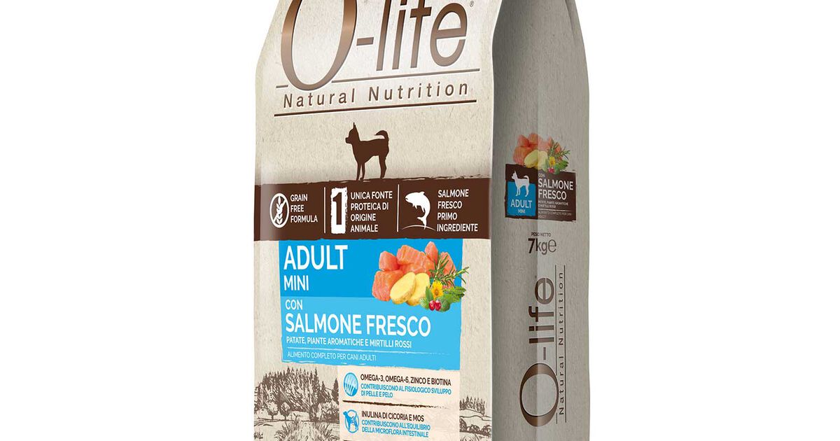 O-life Dog Adult Mini con Salmone fresco 7 kg | L'Isola dei Tesori