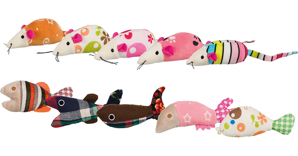 Trixie topo o pesce in peluche per gatti 9-12 cm 40763 | L'Isola dei Tesori