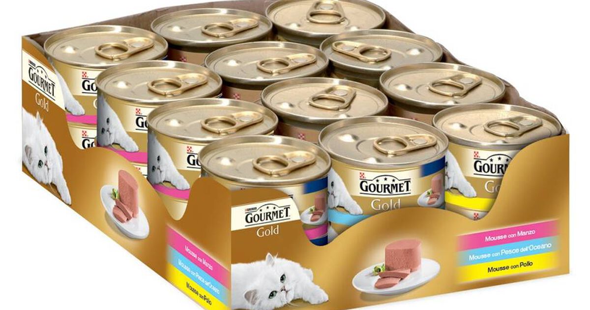 Gourmet Gold Cat Adult Mousse con Manzo, con Pesce dell'Oceano, con ...
