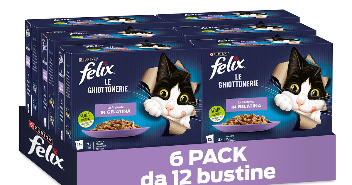 Felix Le Ghiottonerie Cat Le Preferite con Manzo, Pollo, Salmone e ...