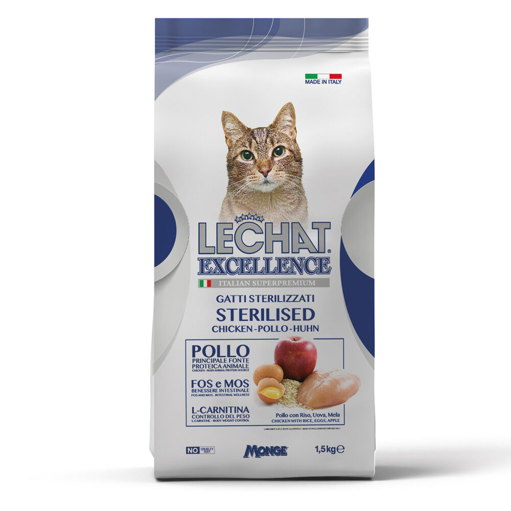 Lechat Excellence Cat Sterilised Pollo 1,5 kg| L'Isola dei Tesori