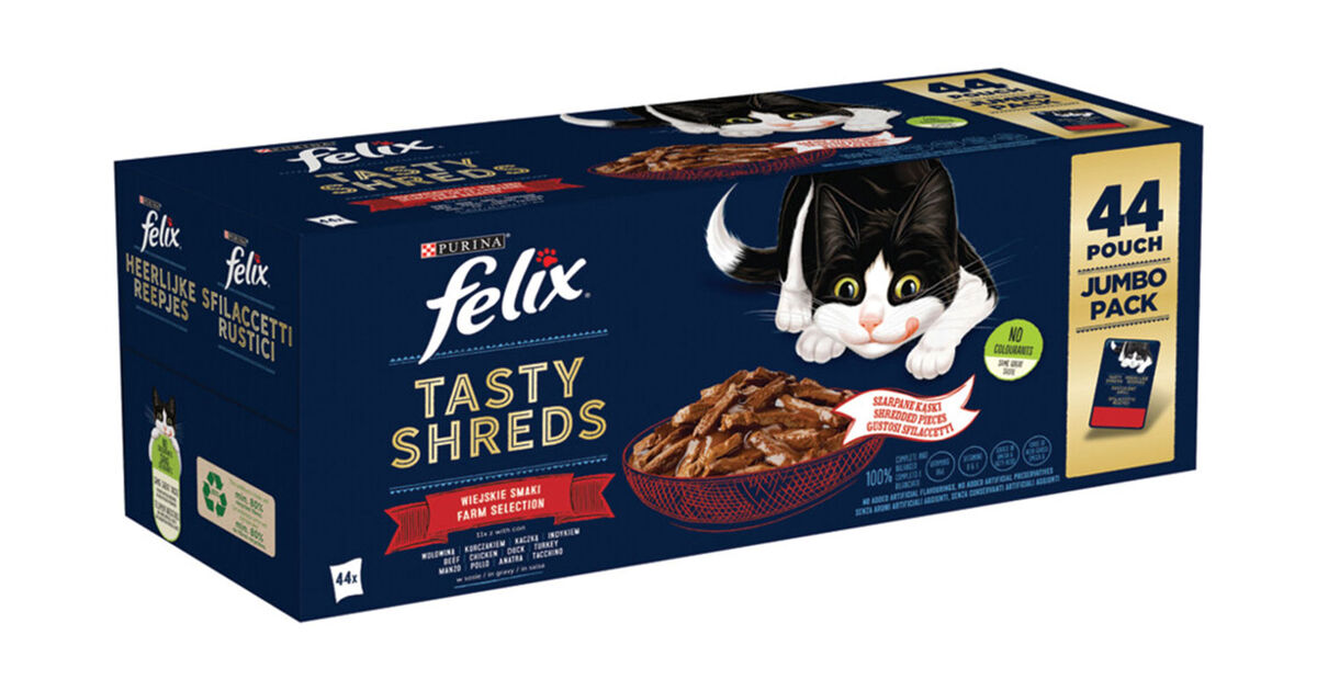 Felix Cat Sfilaccetti Rustici Manzo Pollo Anatra e tacchino 80grx44 pz ...